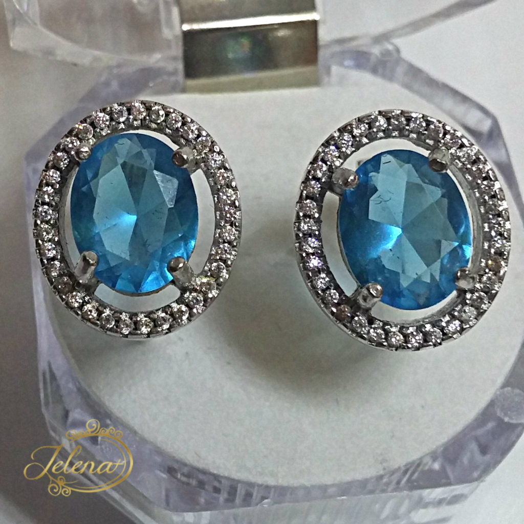 Minđuše plavi kristali 020 - JelenaPlus Shop
